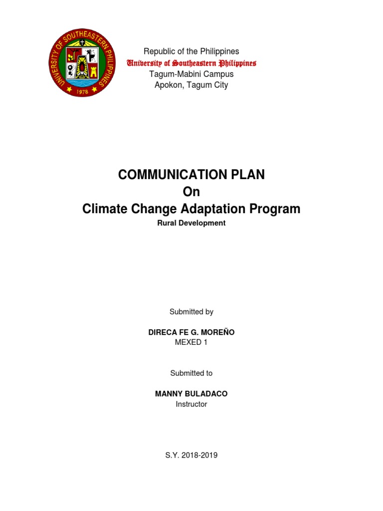 Communication Plan for Climate Adaptation | PDF | Sustainability ...