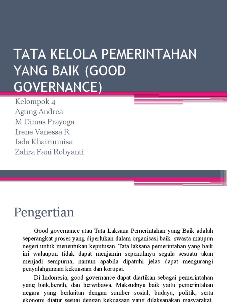 Tata Kelola Pemerintahan Yang Baik (Good Governance) | PDF | Karier & Perkembangan | Ilmu Sosial