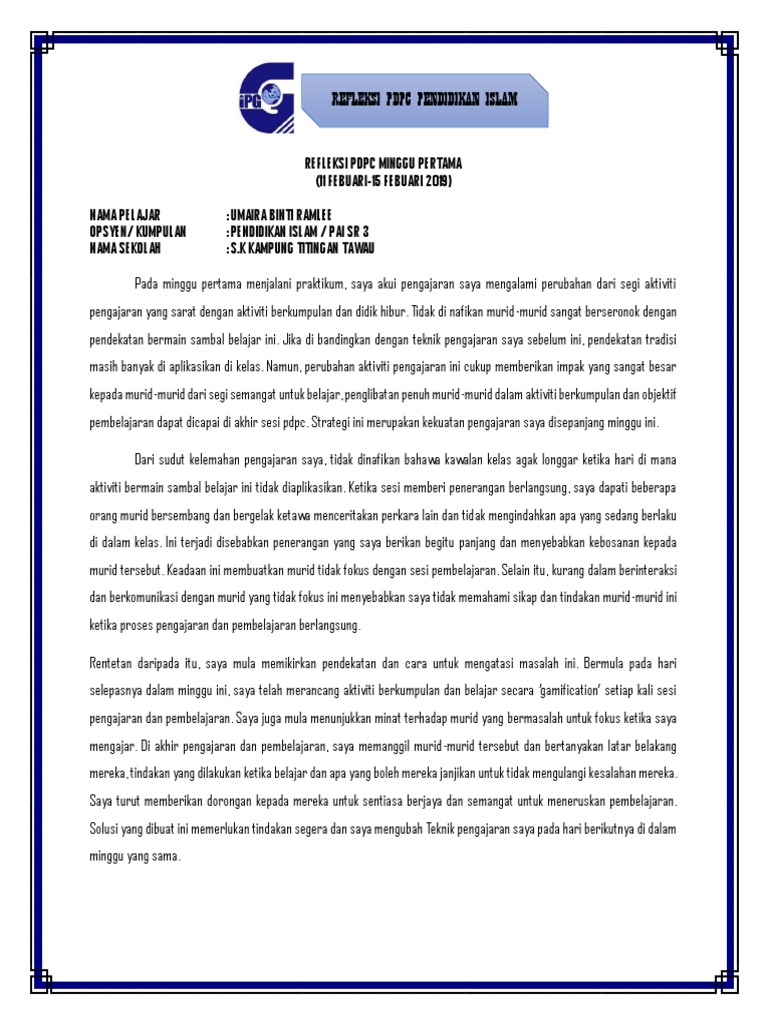 Refleksi PDPC Pendidikan Islam | PDF