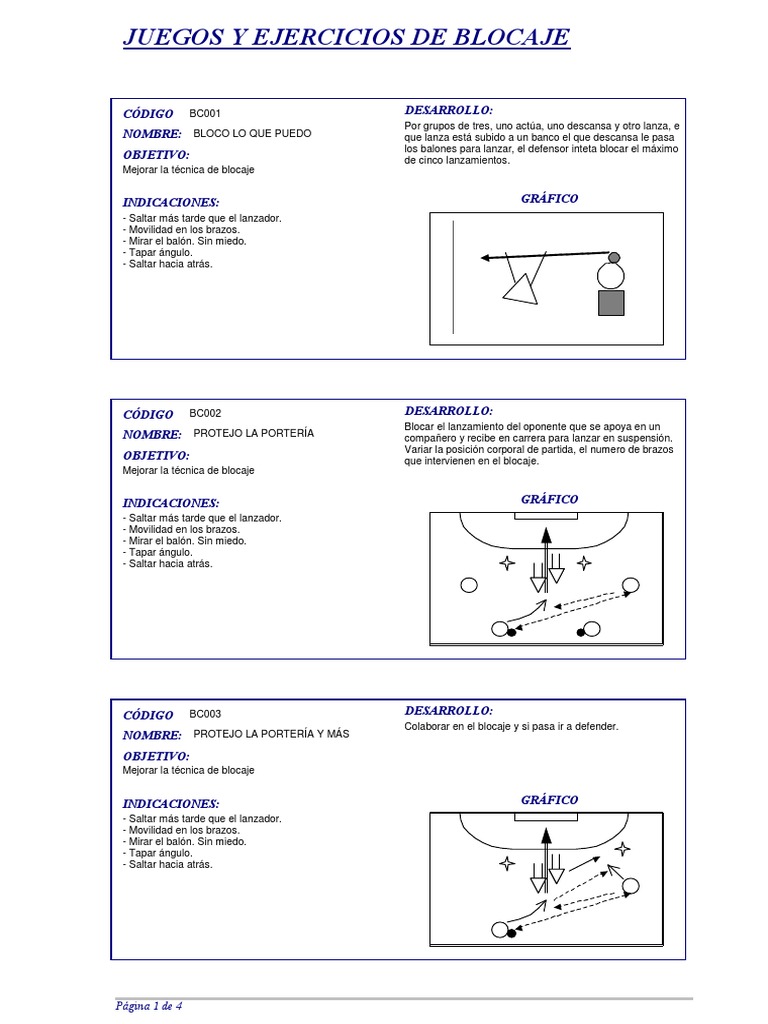 Ejercicios de Blocaje para Mejorar Técnica | PDF | Lanzador | Defensor (Asociación de Fútbol)