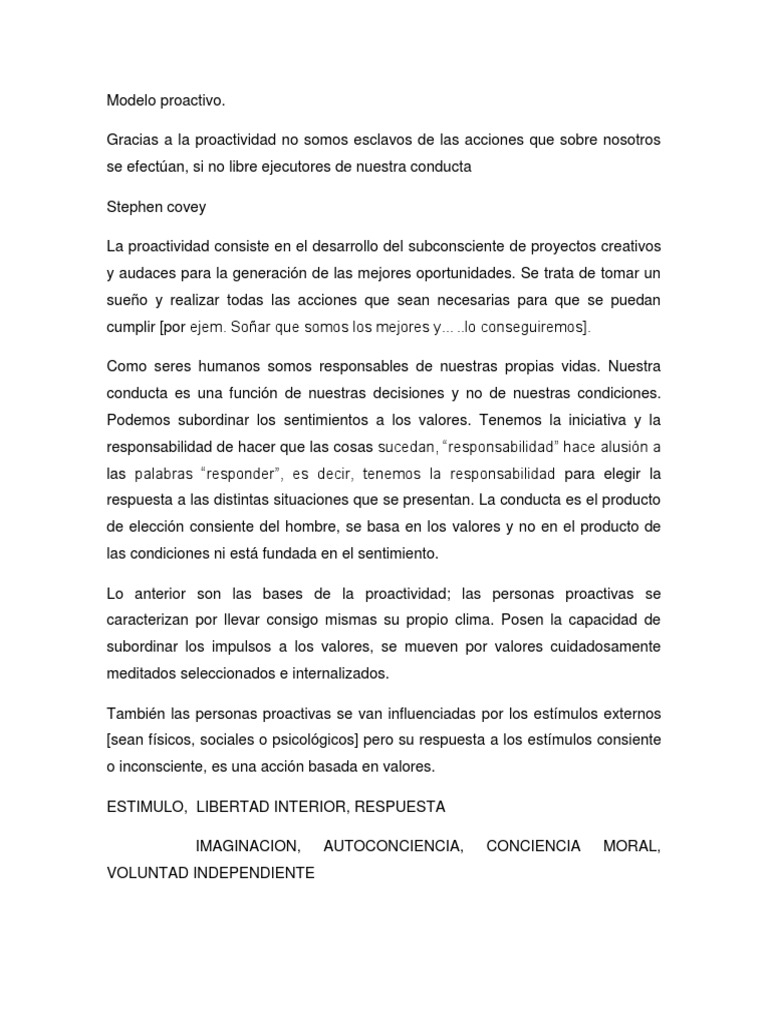 Modelo Proactivo | PDF | Mente | Moralidad