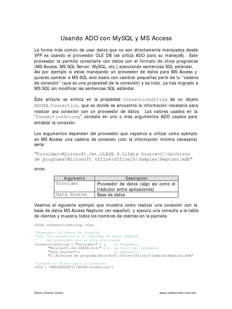 ADO MySQL | PDF | Active X Data Objects | SQL