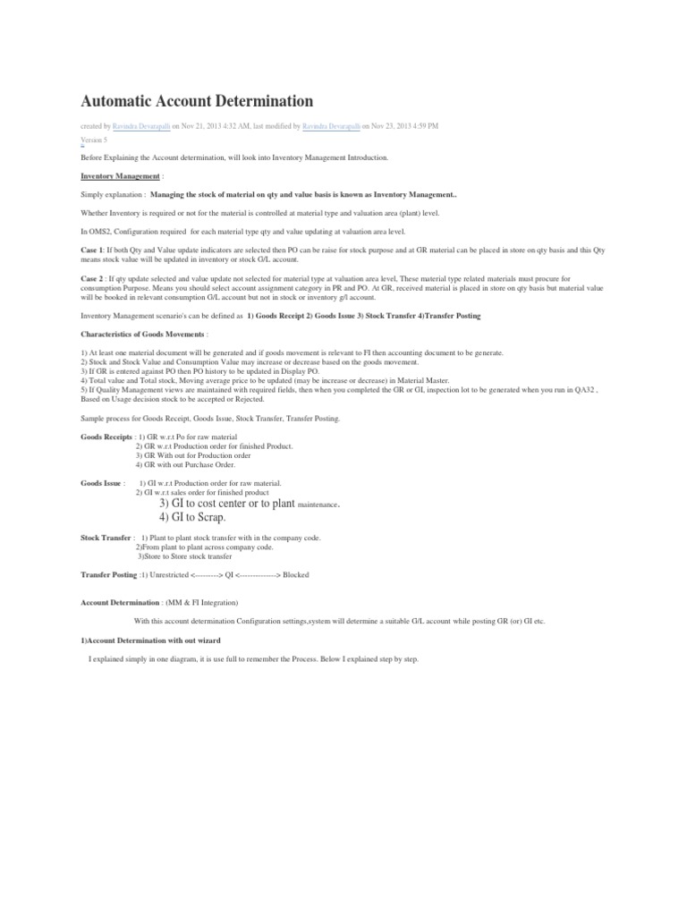 Automatic Account Determination | PDF | Inventory | Stocks