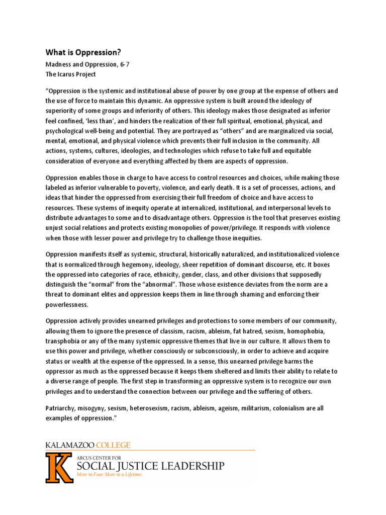 What Is Oppression | PDF | Identity Politics | Social Status