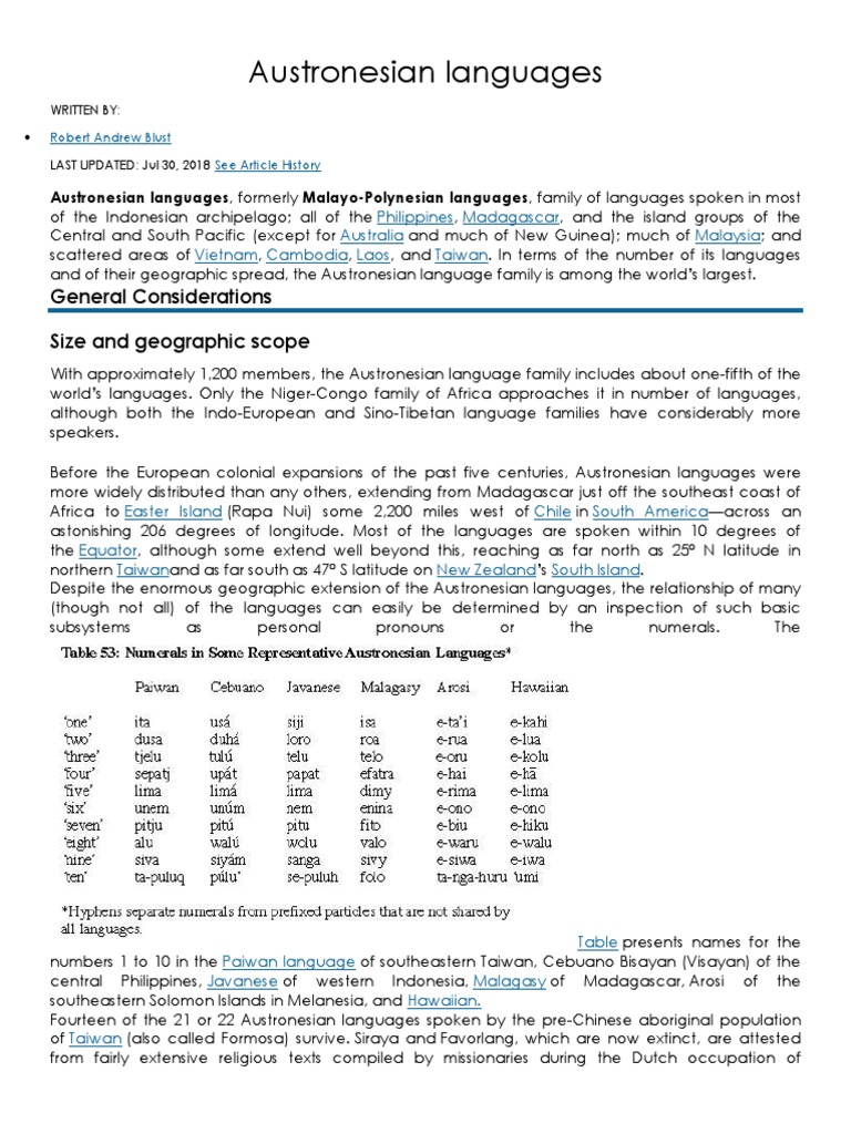 Austronesian Languages | PDF | Polynesia | Micronesia