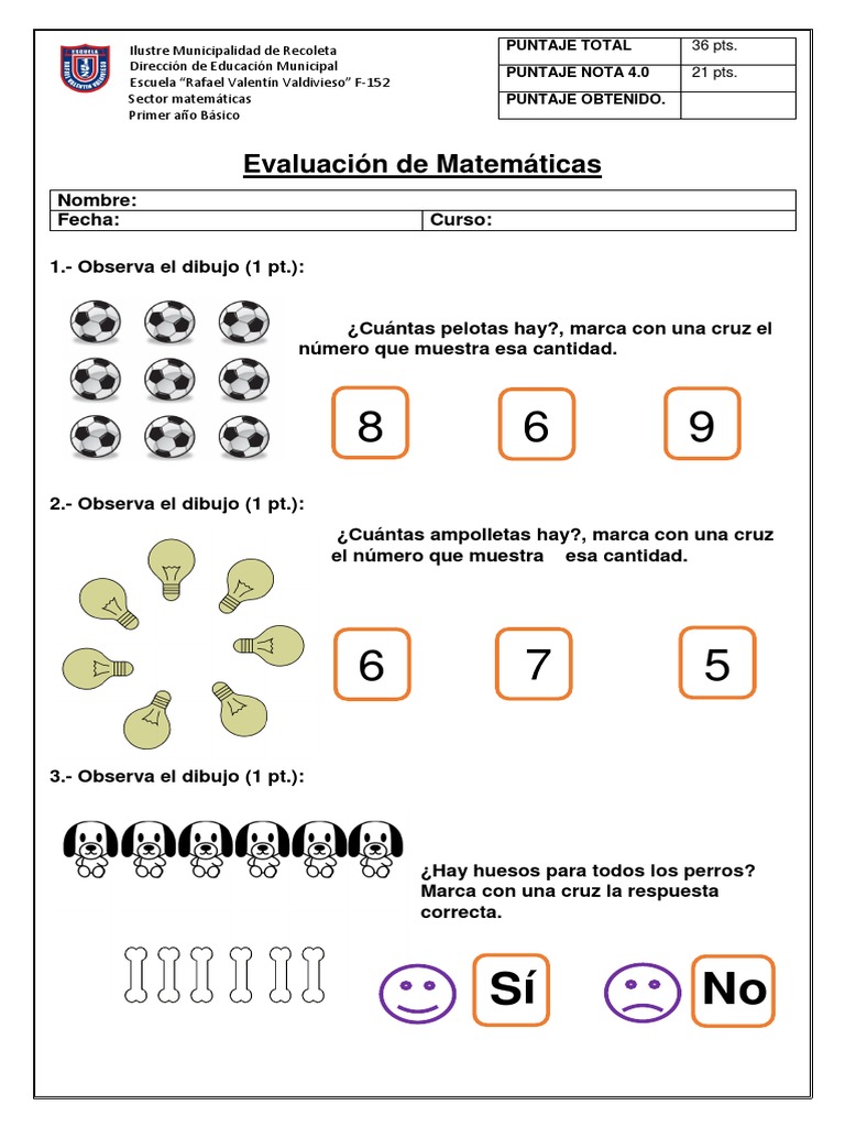 Evaluación de Matemáticas | Matemáticas