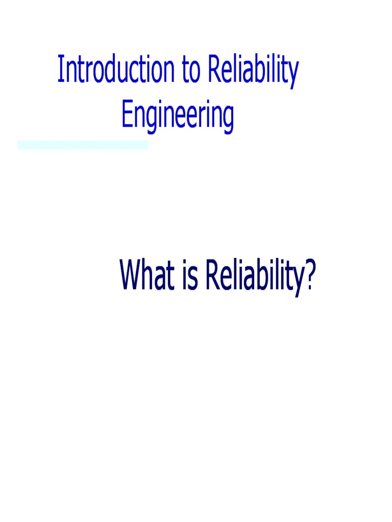Introduction To Reliability Engineering | PDF | Reliability Engineering ...