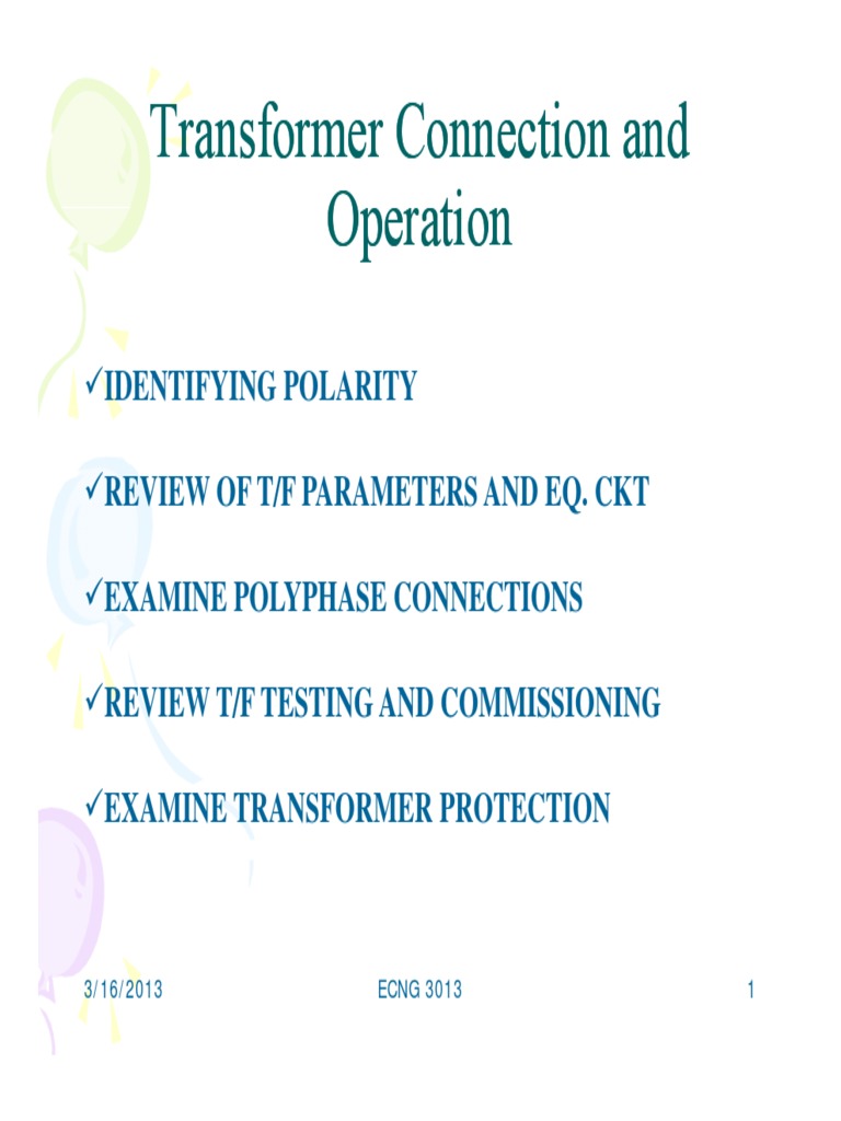 Transformer Connection and Operation | PDF | Transformer | Electrical ...