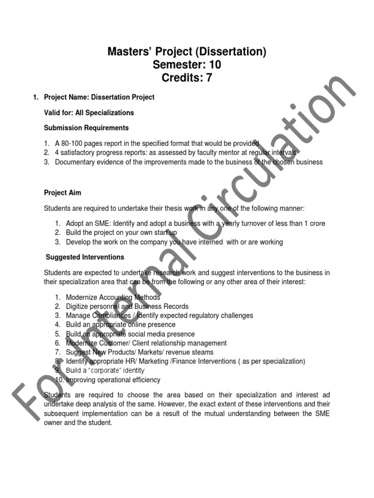 Masters Project Guidelines | PDF | Thesis | Mentorship