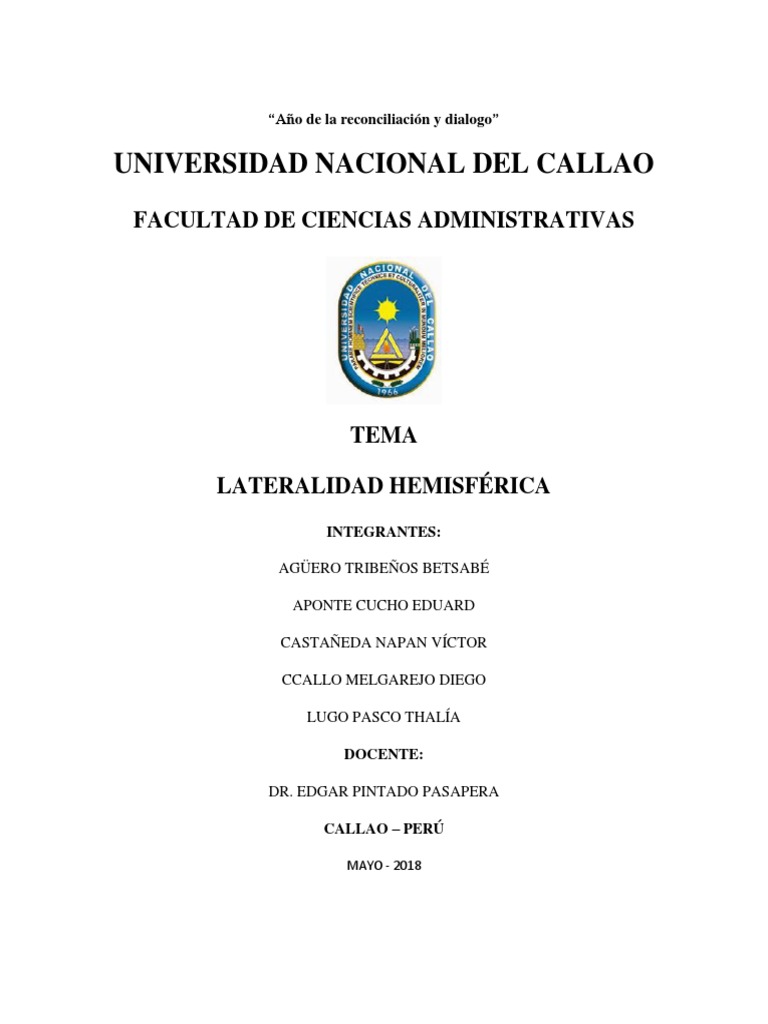 Lateralizacion Hemisferica DR - Edgar Pintado Pasapera | PDF ...