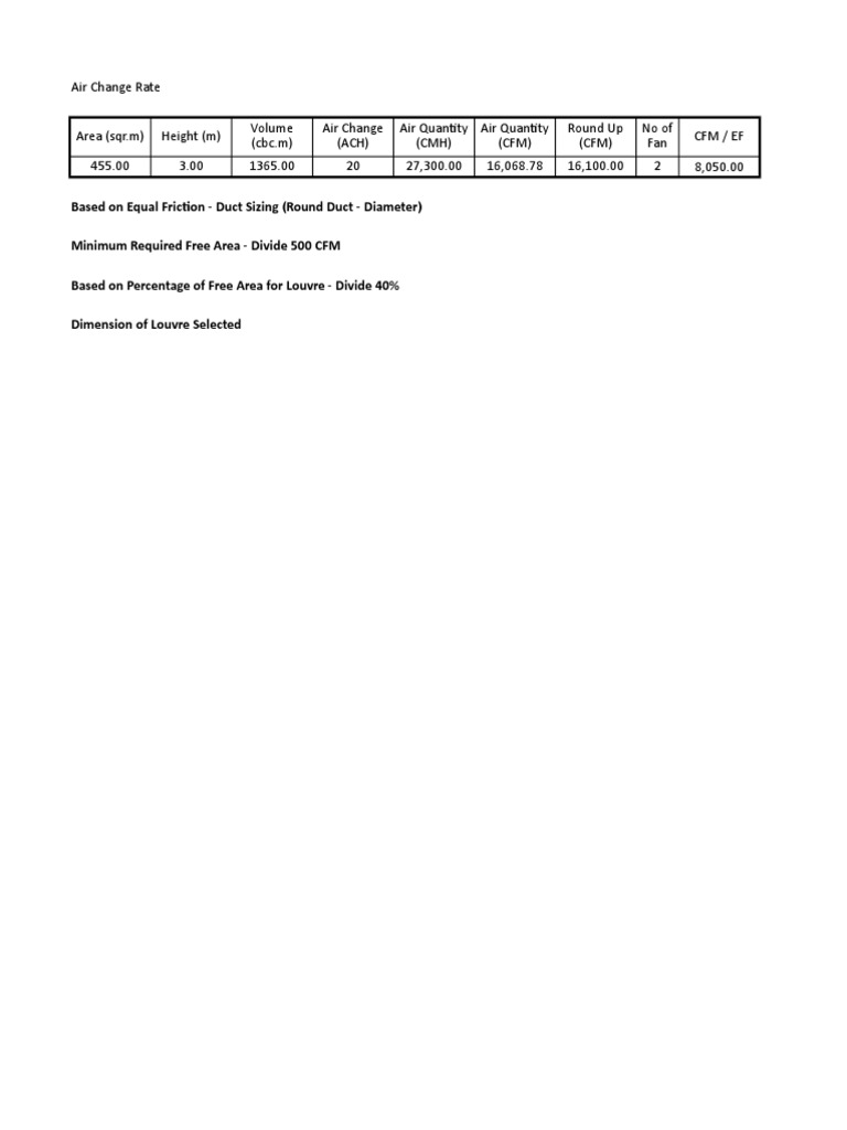 Based On Equal Friction - Duct Sizing (Round Duct - Diameter) Minimum ...