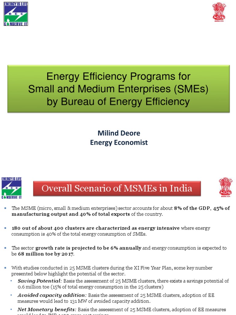 Energy Efficiency Program of BEE | PDF | Small And Medium Sized ...