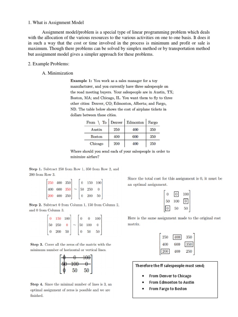 Assignment Model | PDF