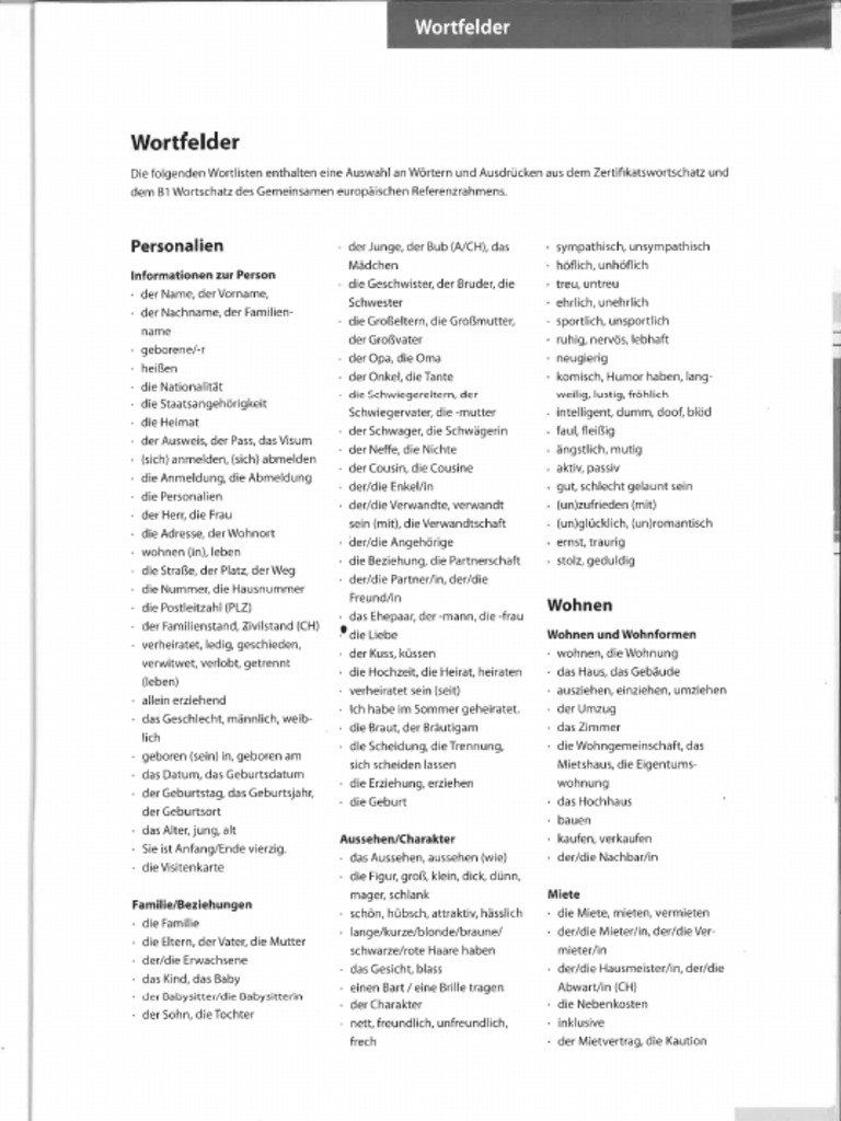 Prufungs Training B1 Wortschatz | PDF