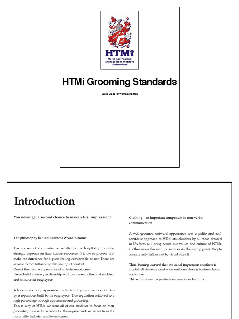 Dress Code and Grooming Standards for Hospitality Students | PDF | Suit ...