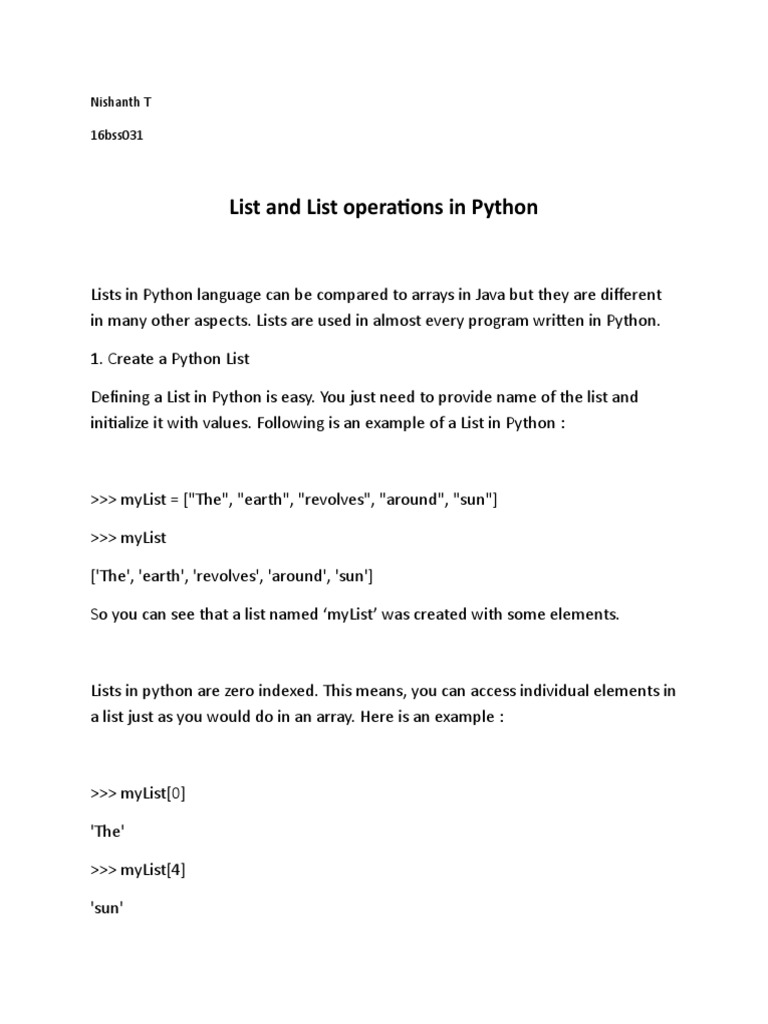List in Python | PDF | Array Data Structure | Python (Programming Language)