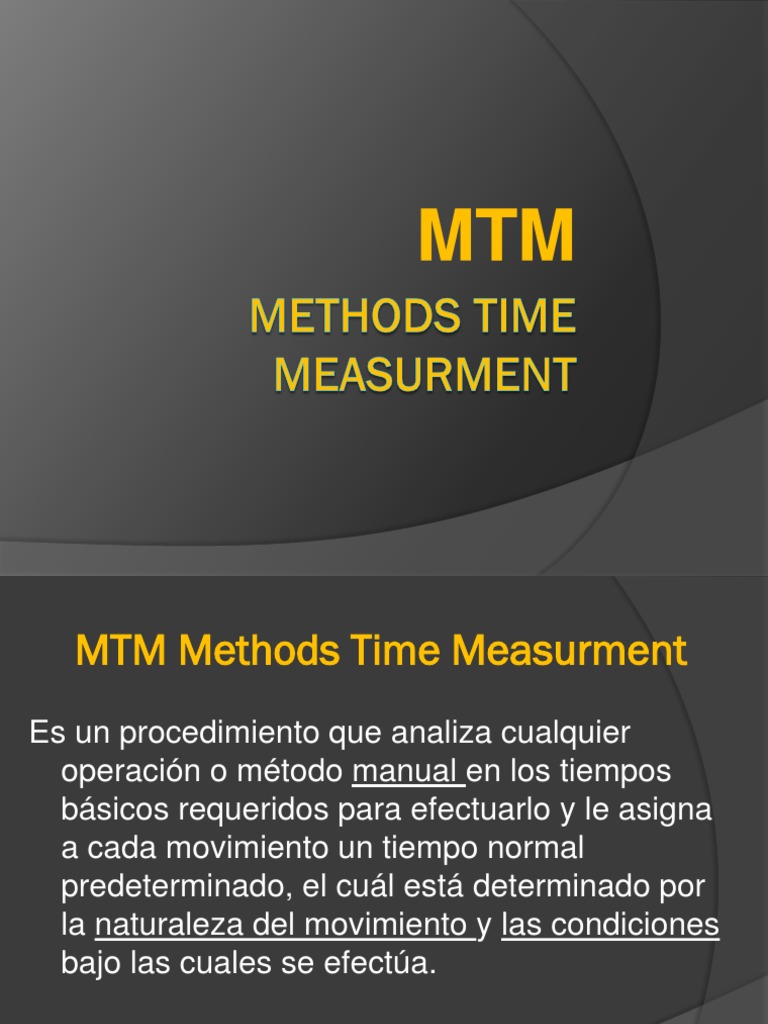 MTM Methods Time Measurment Parte I | PDF | Naturaleza