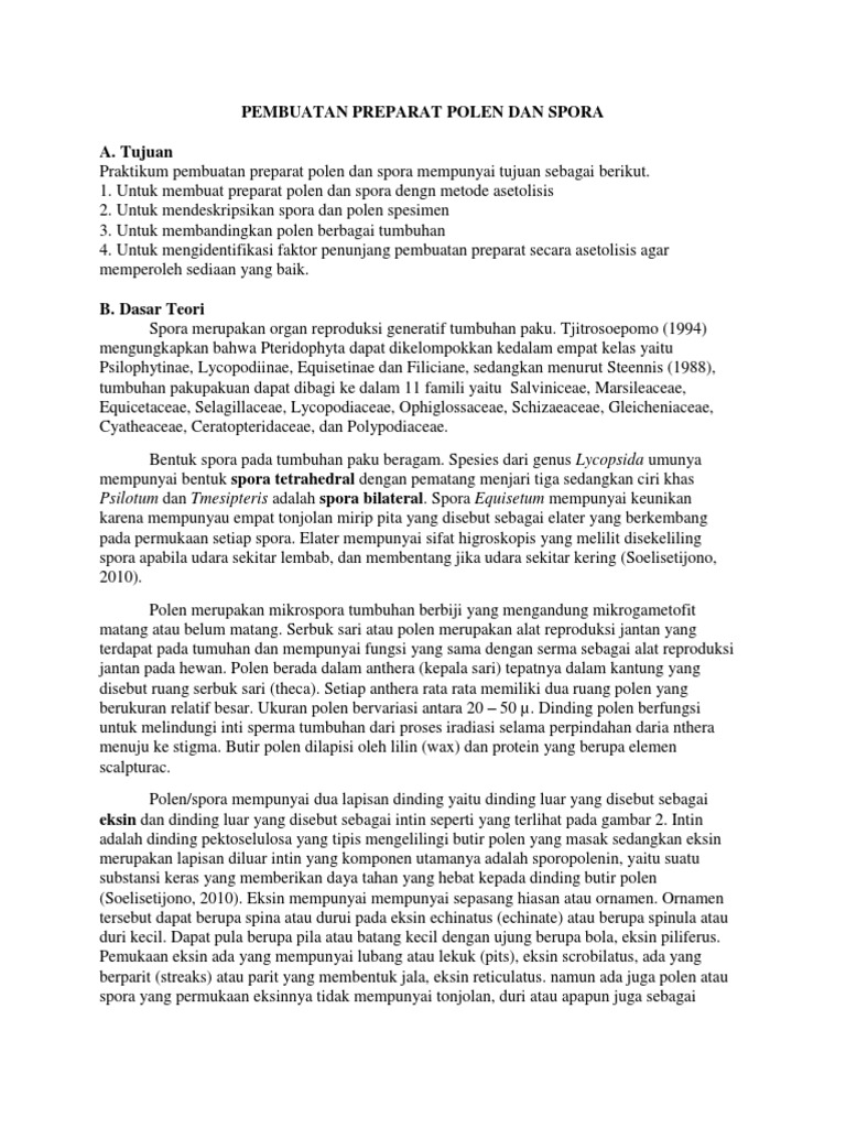Pembuatan Preparat Polen Dan Spora | PDF