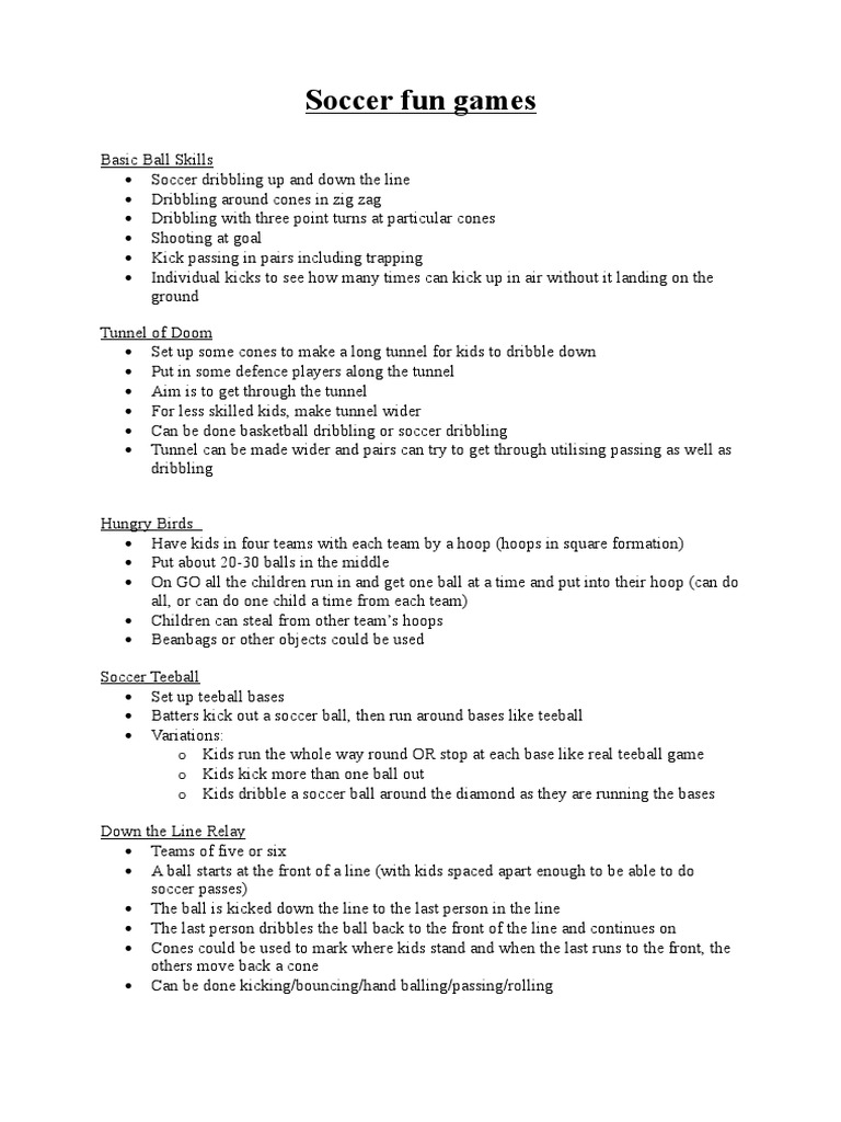 Fun Games Soccer | PDF | Football Codes | Sport Variants