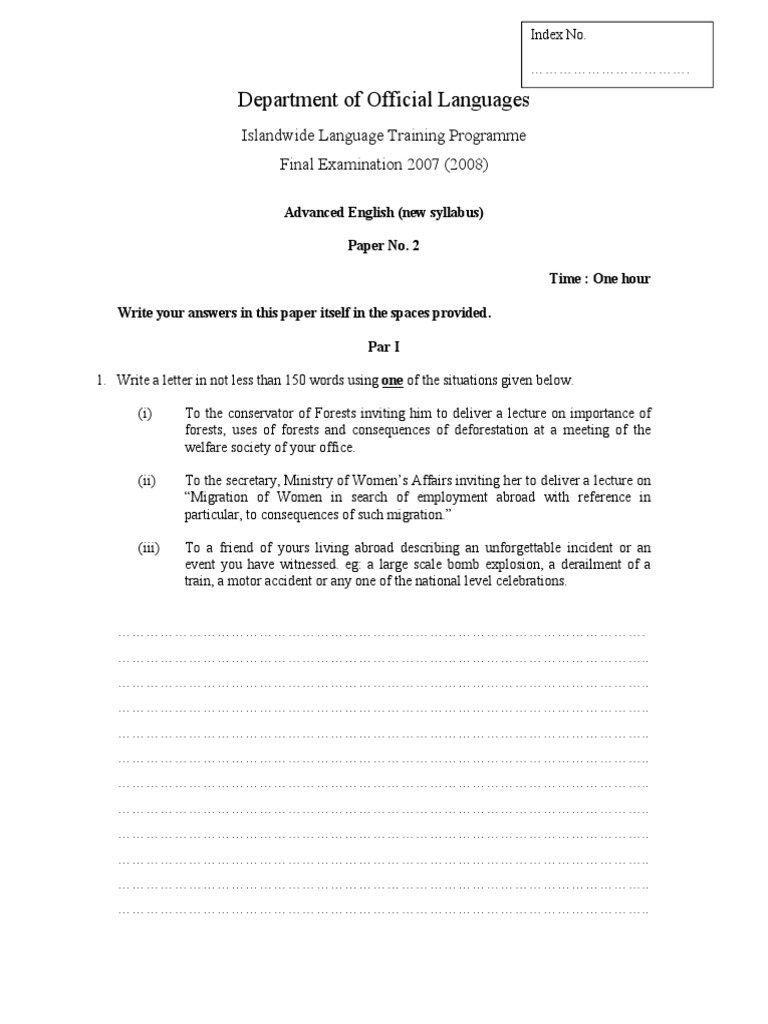 Advanced English Paper 2 | PDF | Violence