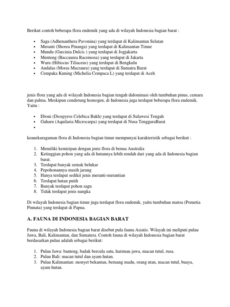 Berikut Contoh Beberapa Flora Endemik Yang Ada Di Wilayah Indonesia ...