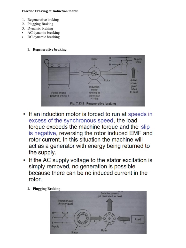 Methods of Braking Induction Motors: Regenerative, Plugging, and ...