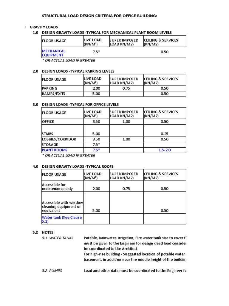 Structural Load Design Criteria For Office Building | PDF | Structural ...