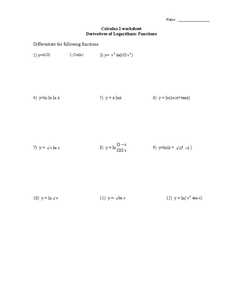 Deriv of Logs-1 | PDF | Teaching Methods & Materials | Science ...