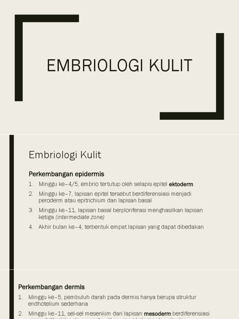 Embriologi Anatomi Histologi Kulit | PDF