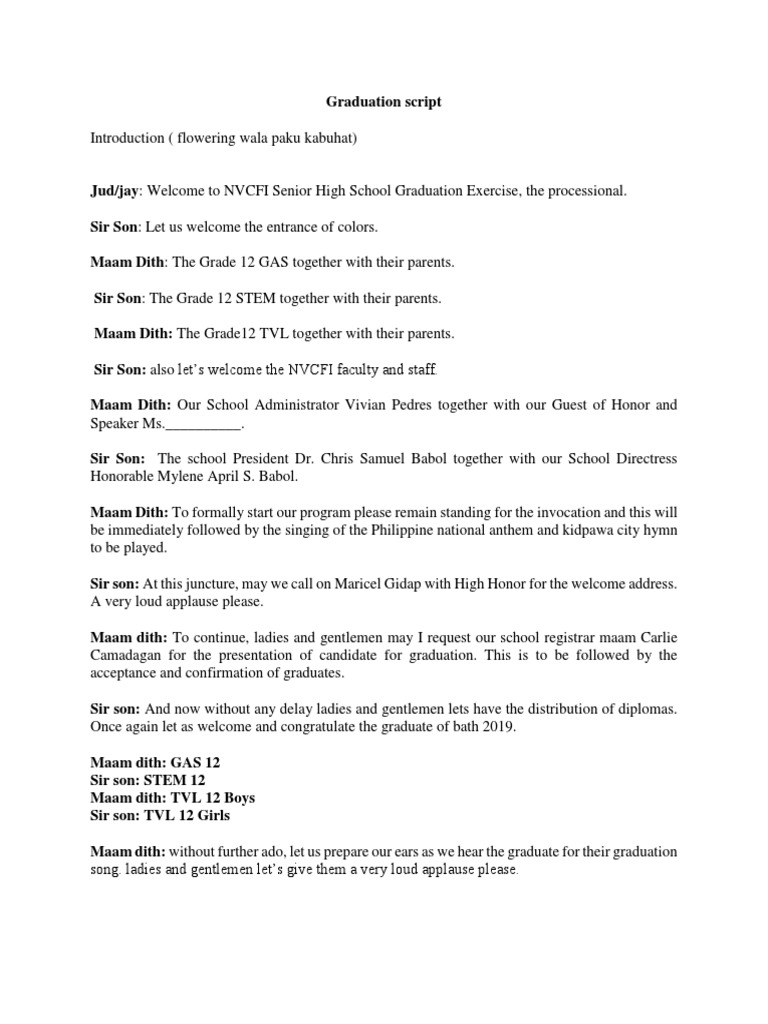 Graduation Script | PDF