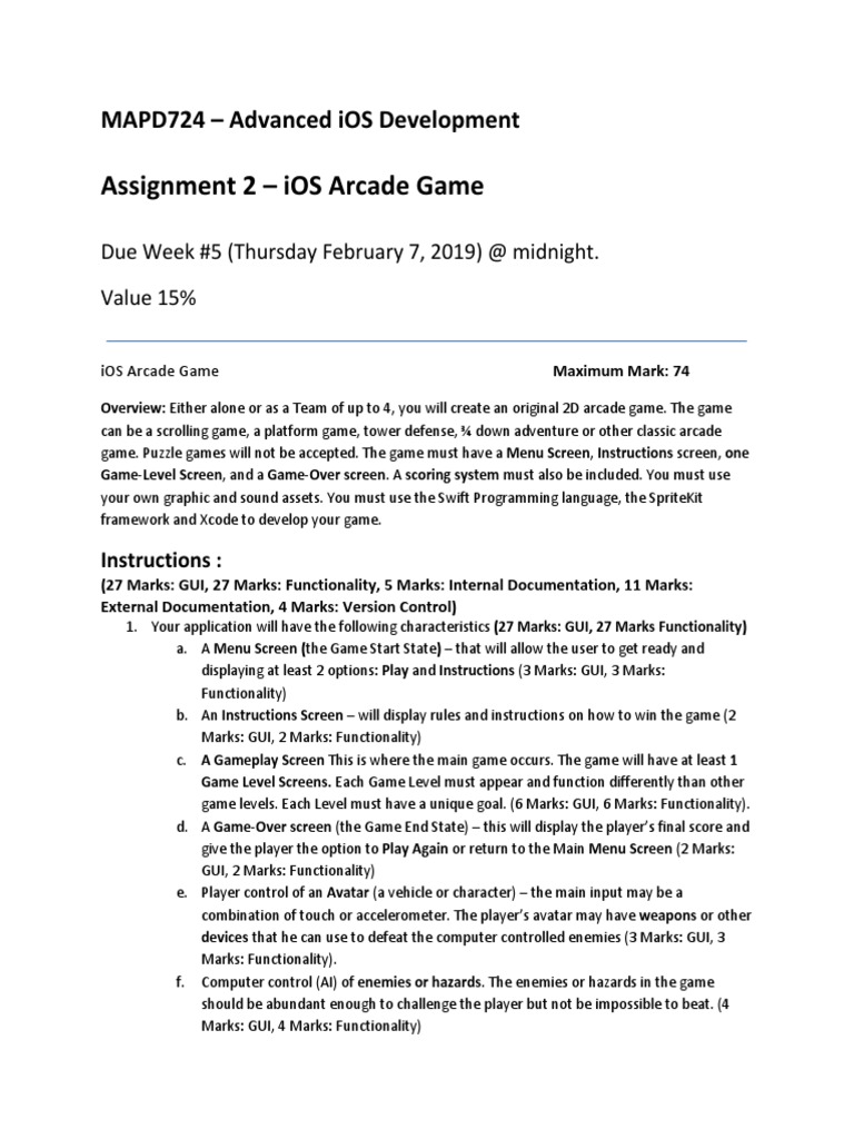 Assignment 2 - IOS Arcade Game-1 | PDF | Graphical User Interfaces ...