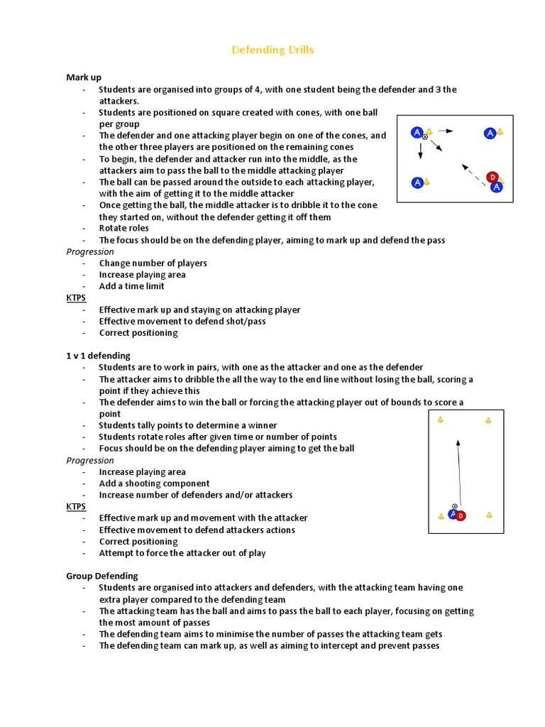 Defending Drills | PDF | Defender (Association Football) | Teams