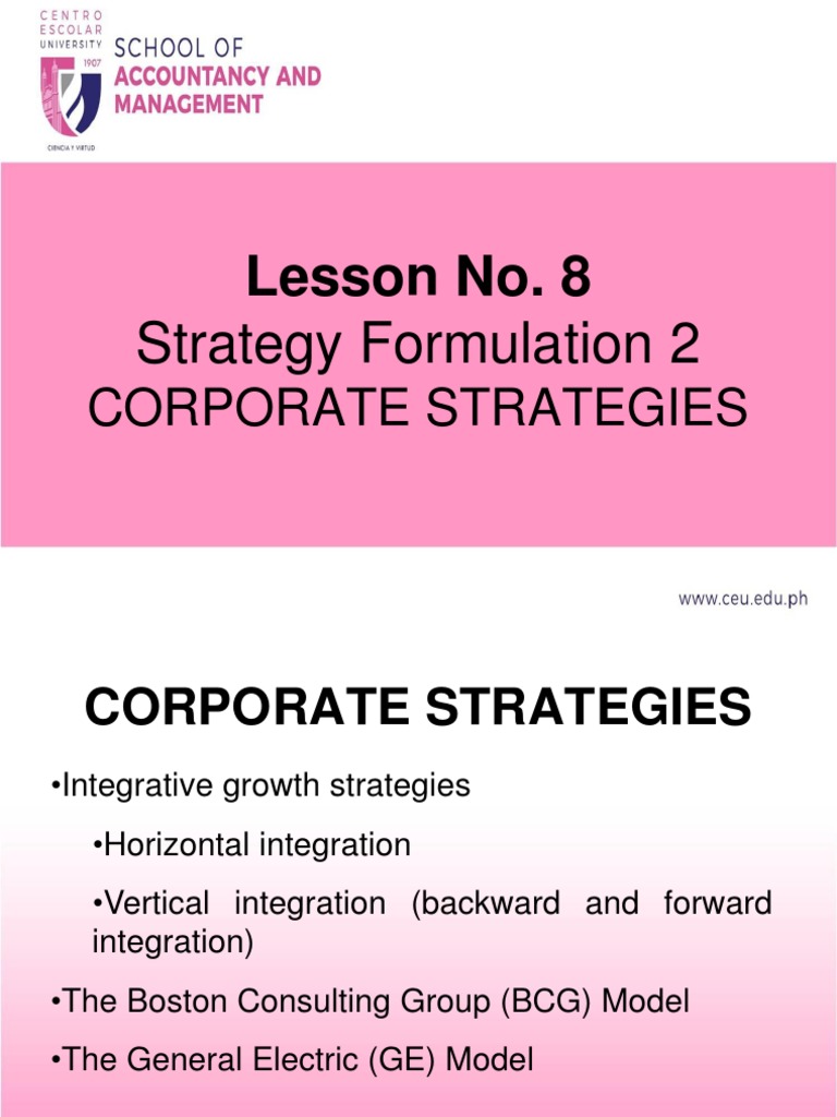 Corporate Strategies | PDF | Strategic Management | Supply Chain