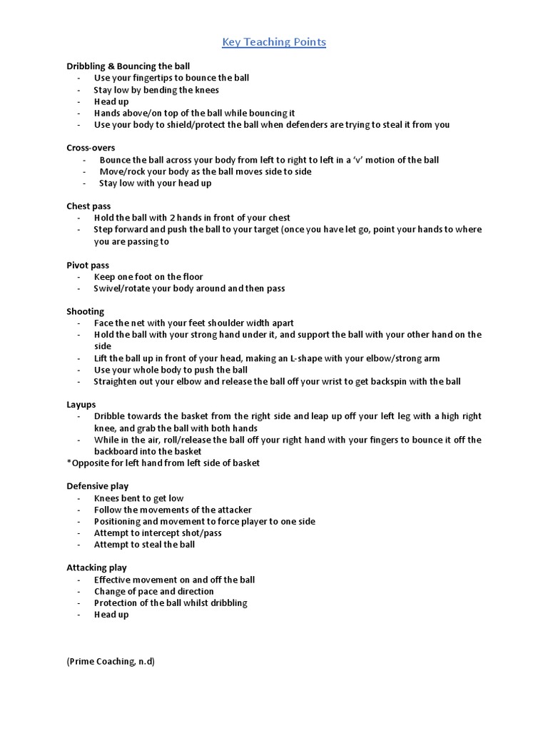 Key Teaching Points | PDF