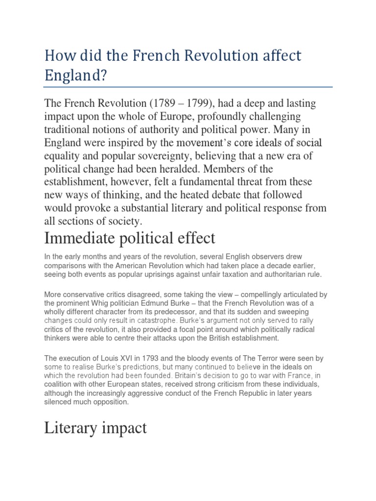 How Did The French Revolution Affect England | PDF | Romanticism ...