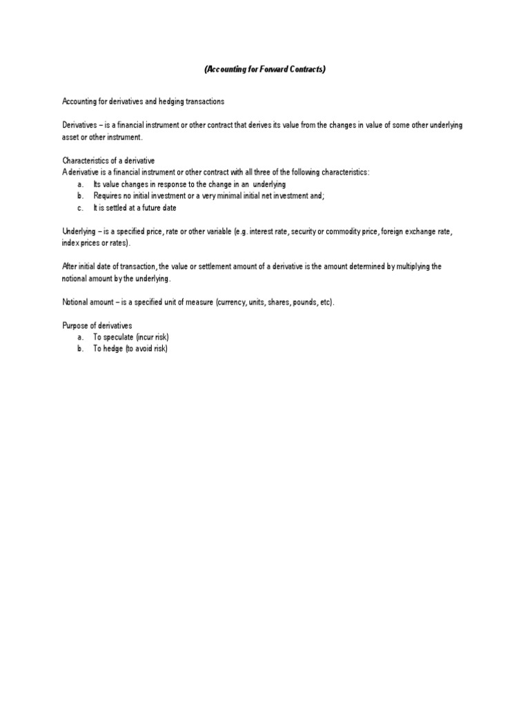 Accounting For Forward Contracts | PDF
