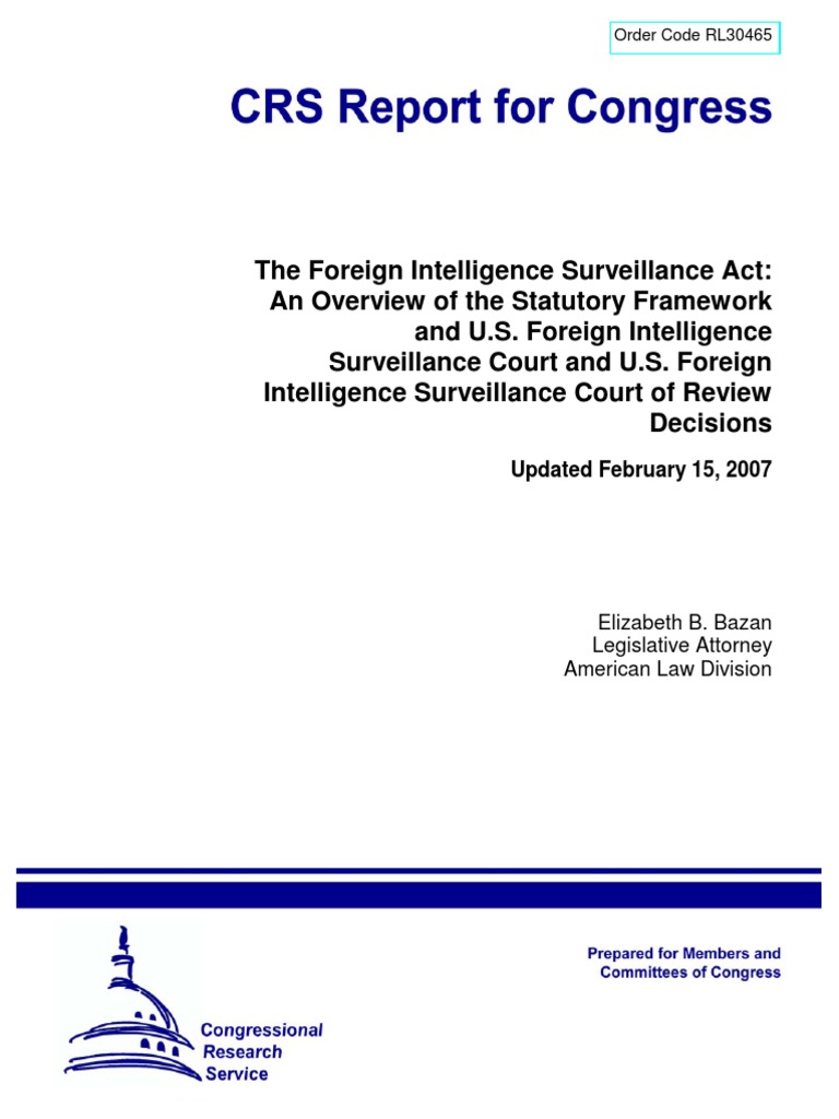 RL30465 PDF | PDF | Foreign Intelligence Surveillance Act | United ...