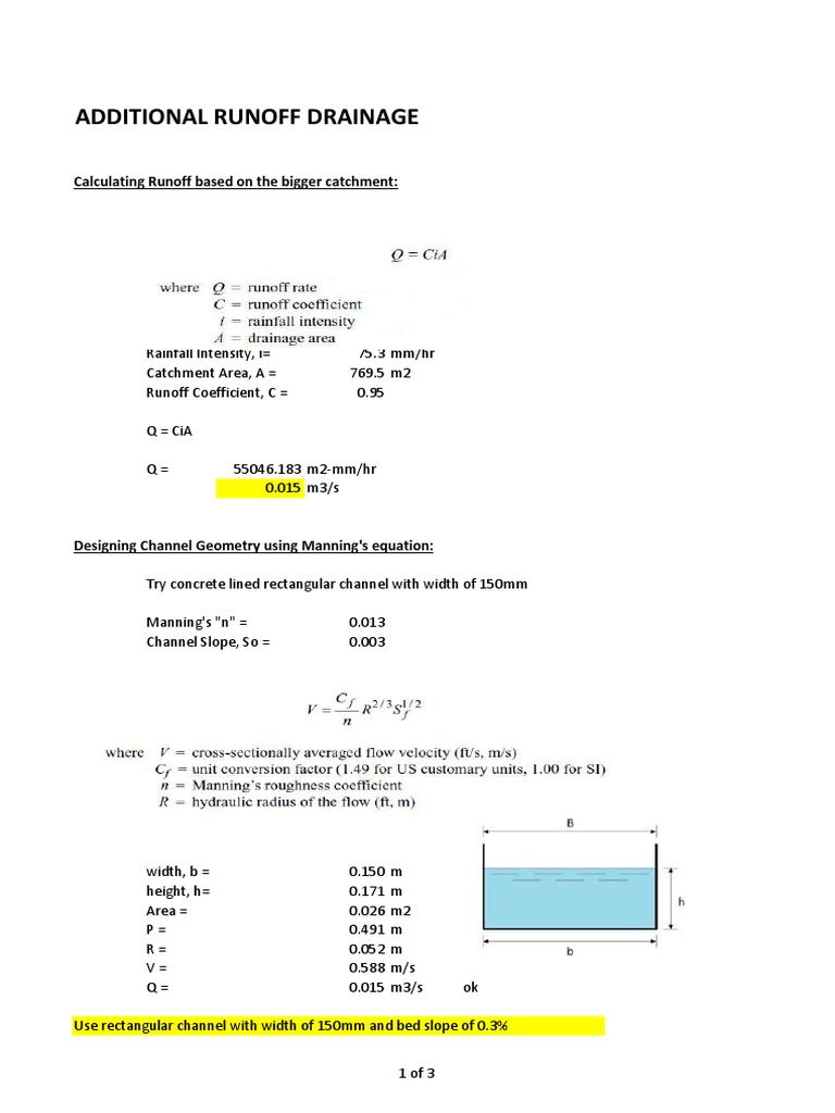 Calculating Additional Runoff Drainage | PDF | Drainage Basin | Surface ...