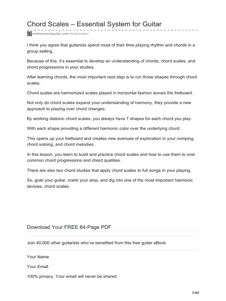 Chord Scales Essential System For Guitar | PDF | Chord (Music) | Minor ...