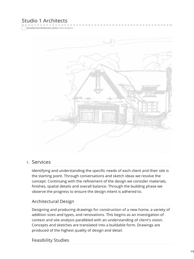 Studio 1 Architects: Services | PDF | Design | Economic Sectors