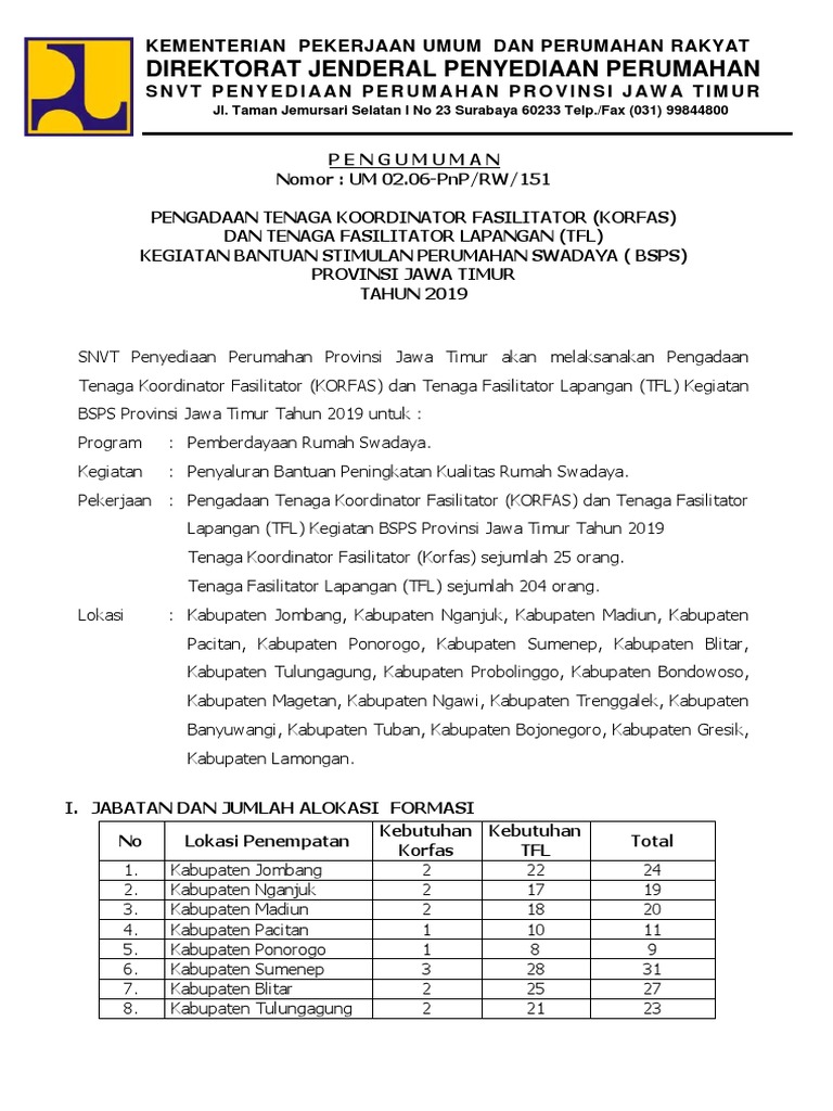 Pengumuman Rekrutmen Bsps 2019 | PDF
