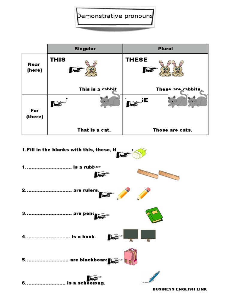 Demonstrative Pronouns Exercise | PDF