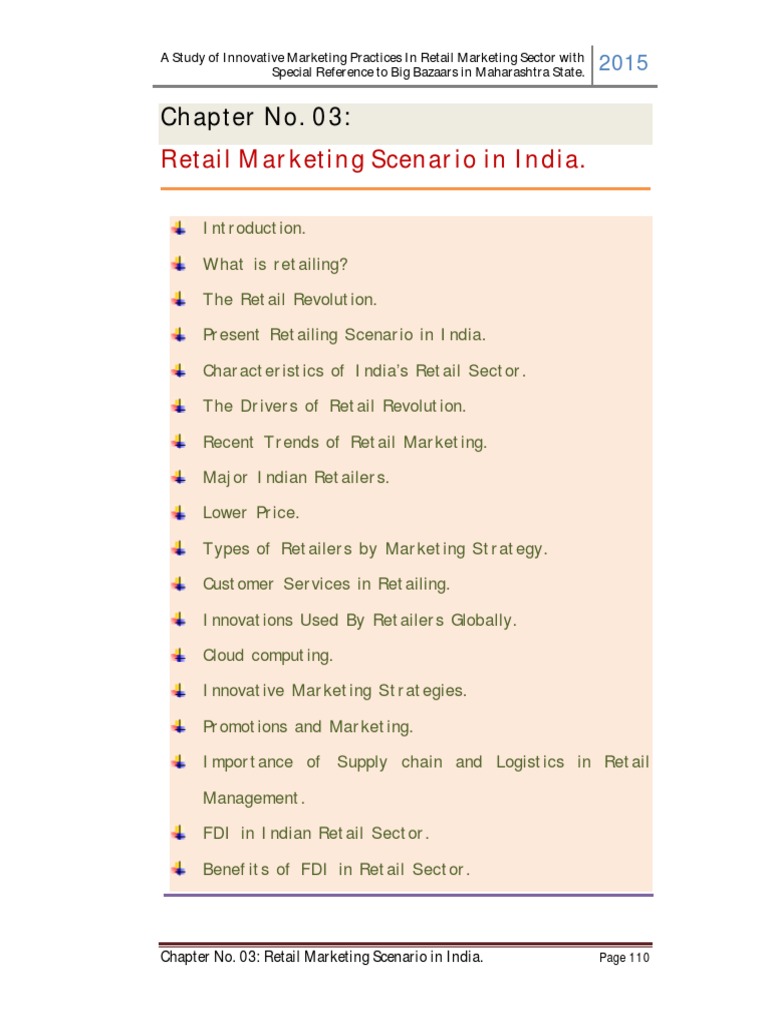 Retail Marketing Scenario in India.: Chapter No. 03 | Download Free PDF ...
