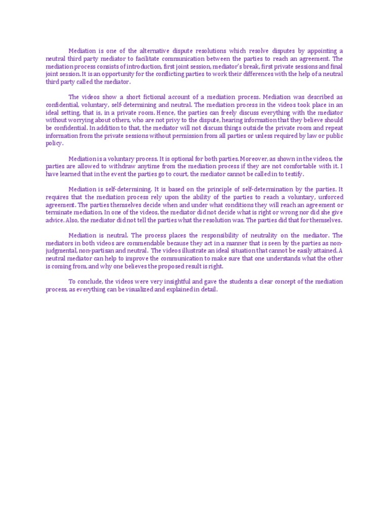 ADR Reaction Paper | PDF | Mediation | Alternative Dispute Resolution