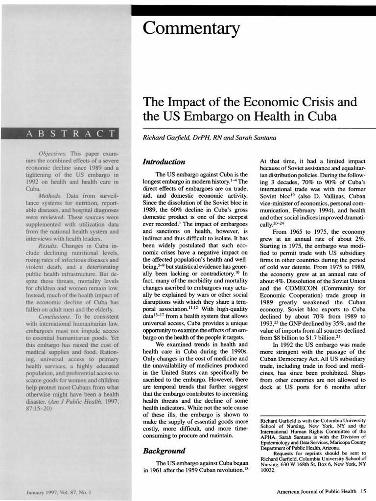The Impact of Economic Sanctions: A Case Study on the Health Effects of ...