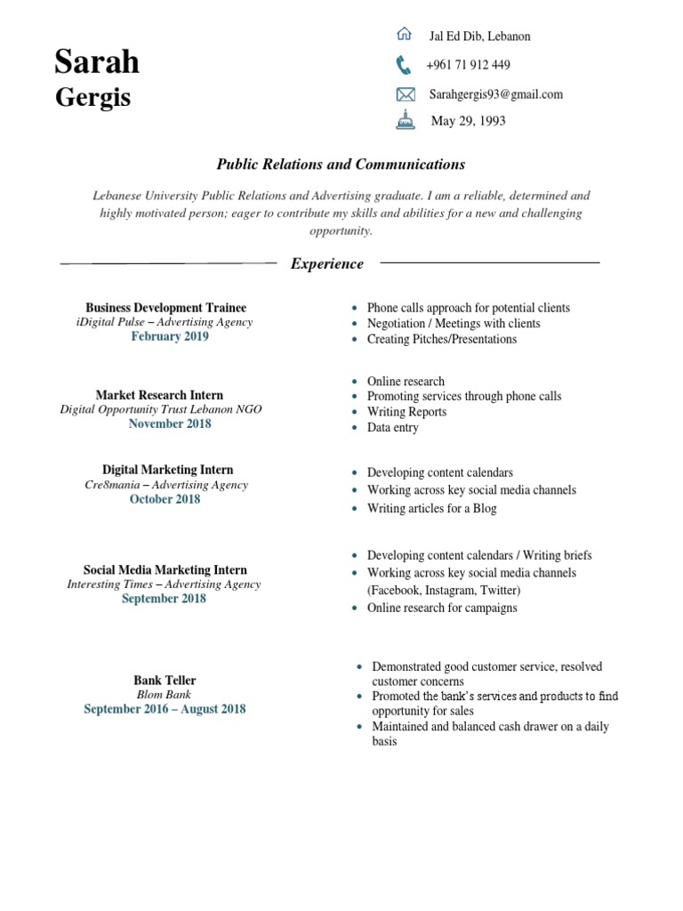 SG Resume | PDF | Sales | Social Media