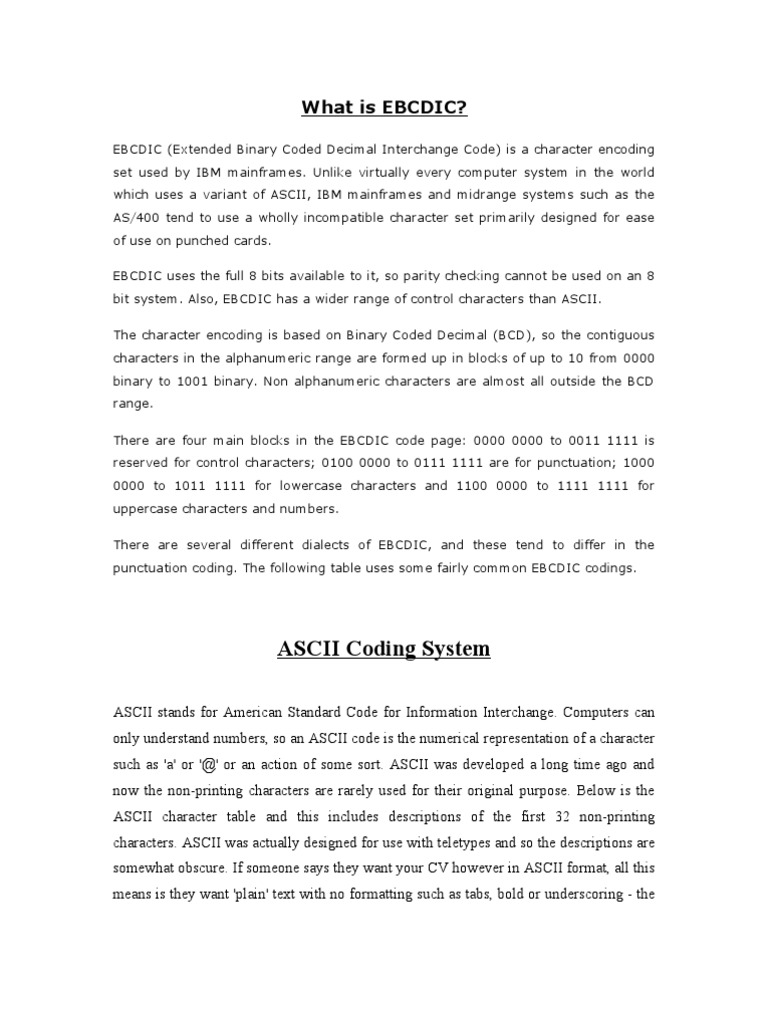 Asg Ascii Ebcdic Coding Pdf Ebcdic Ascii