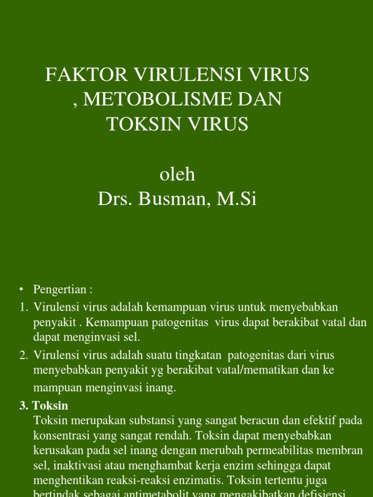 Faktor Virulensi Virus, Metabolisme Dan Toksin Virus | PDF