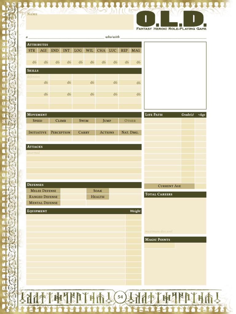 W.O.I.N. - Fantasy Character Sheet | PDF