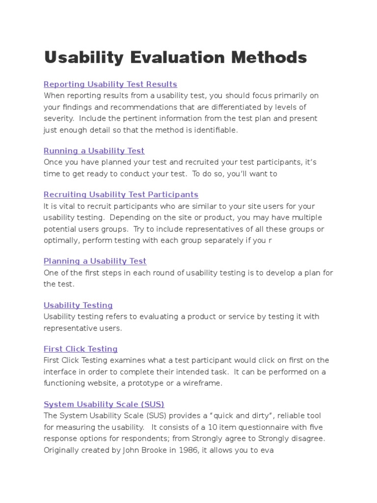 Usability Evaluation Methods | PDF | Usability | Focus Group